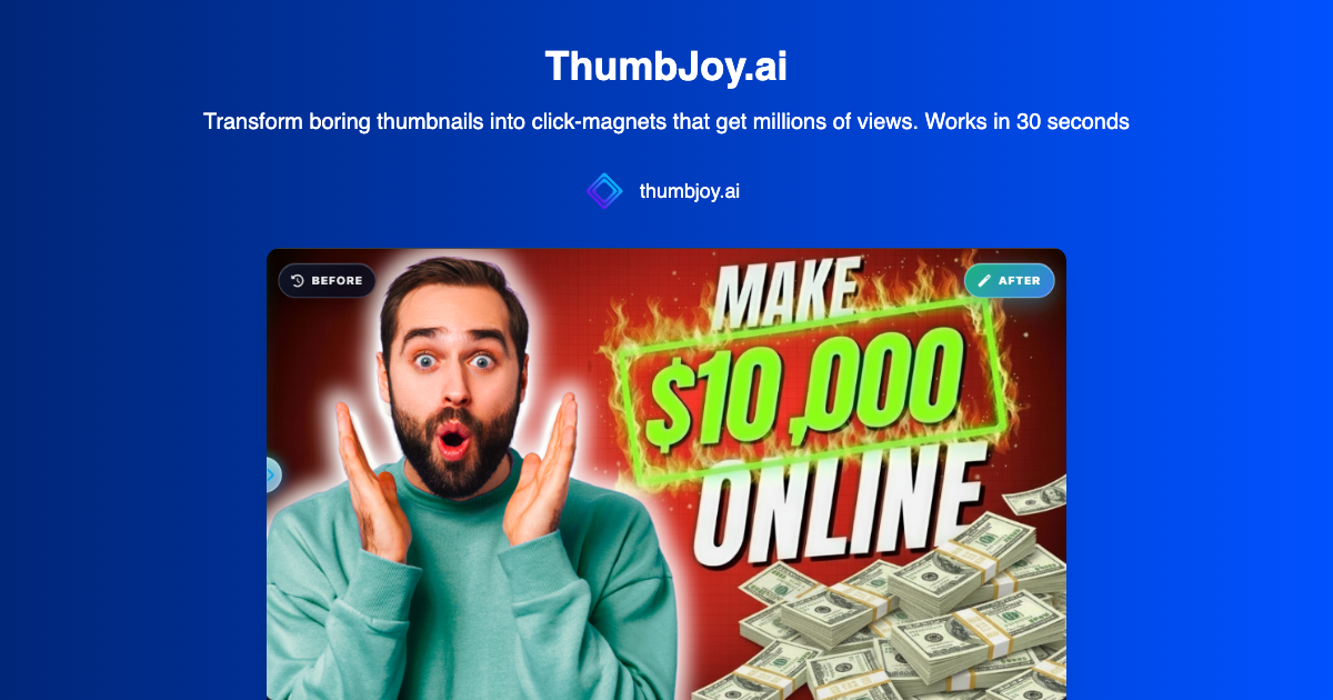 ThumbJoy AI - Stop Losing Views to Bad Thumbnails